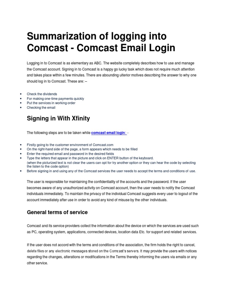 Comcast Email Login | PDF | Email Spam | Digital Rights