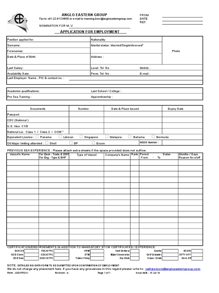 Aei-Fpd 01-New - Application Form | PDF | Business