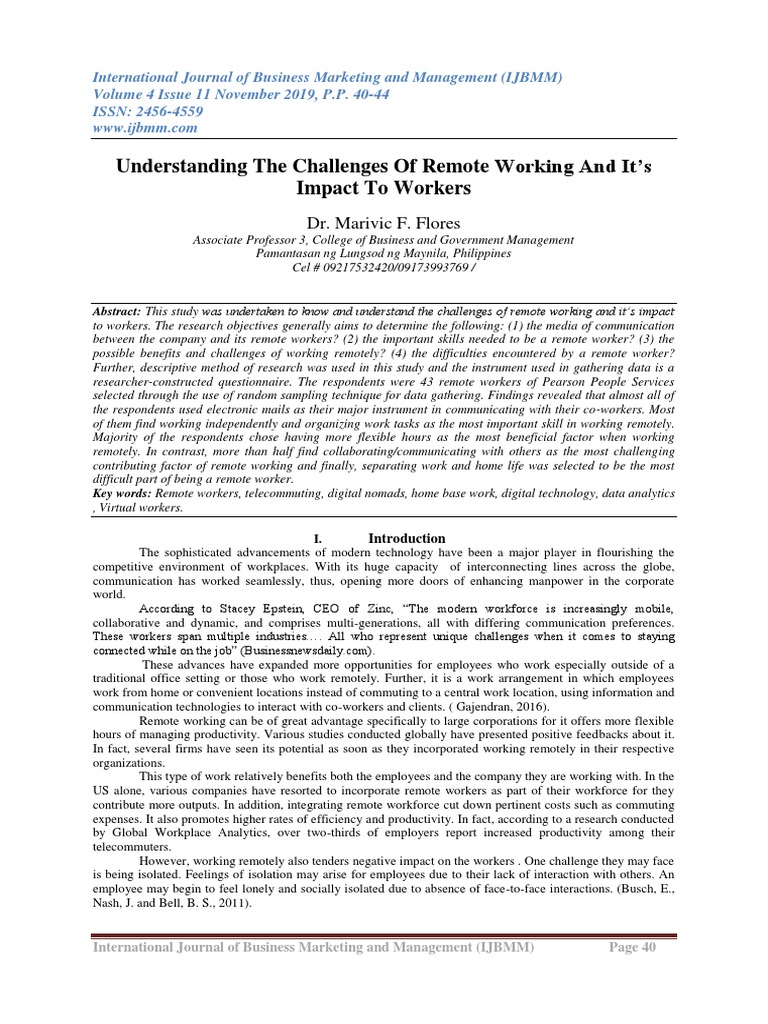 Benefits and Challenges of Remote Work | PDF | Telecommuting | Work ...