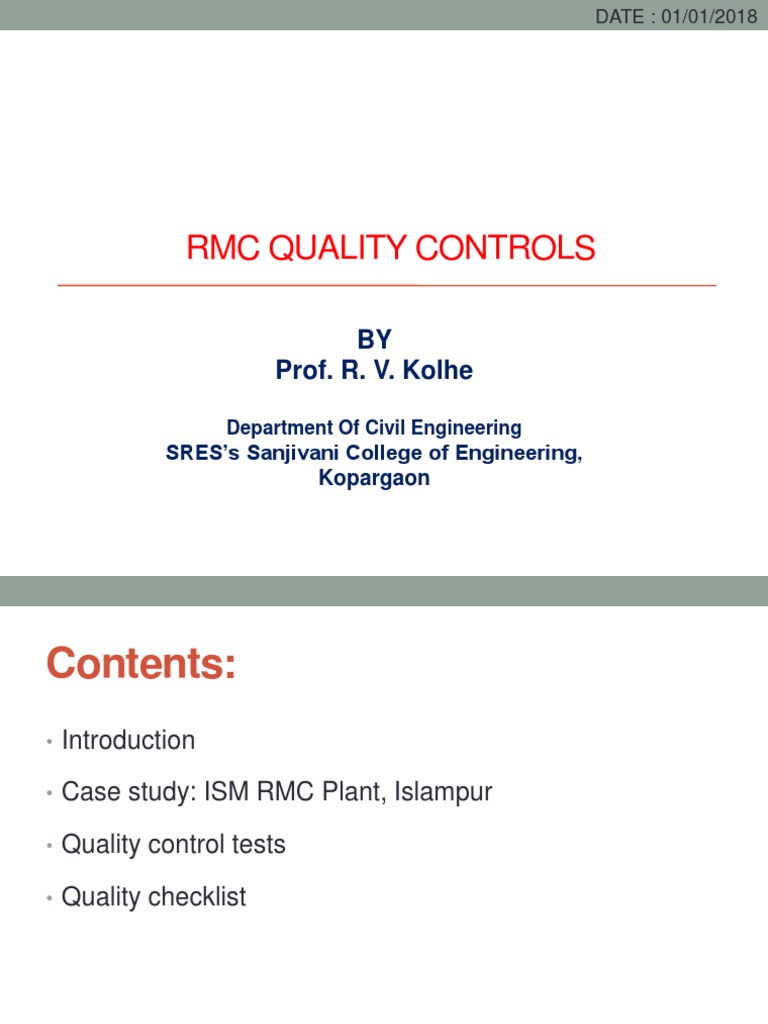 RMC Quality Control Overview and Case Study | PDF | Concrete | Materials