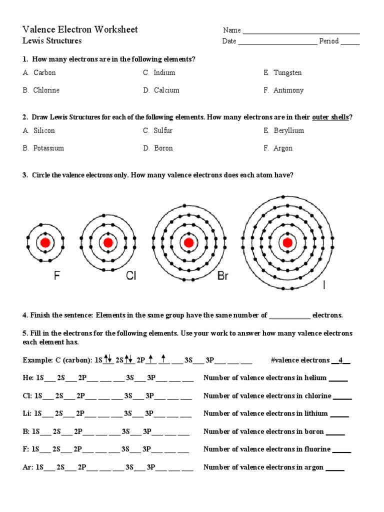 Valence Electrons Worksheet | PDF
