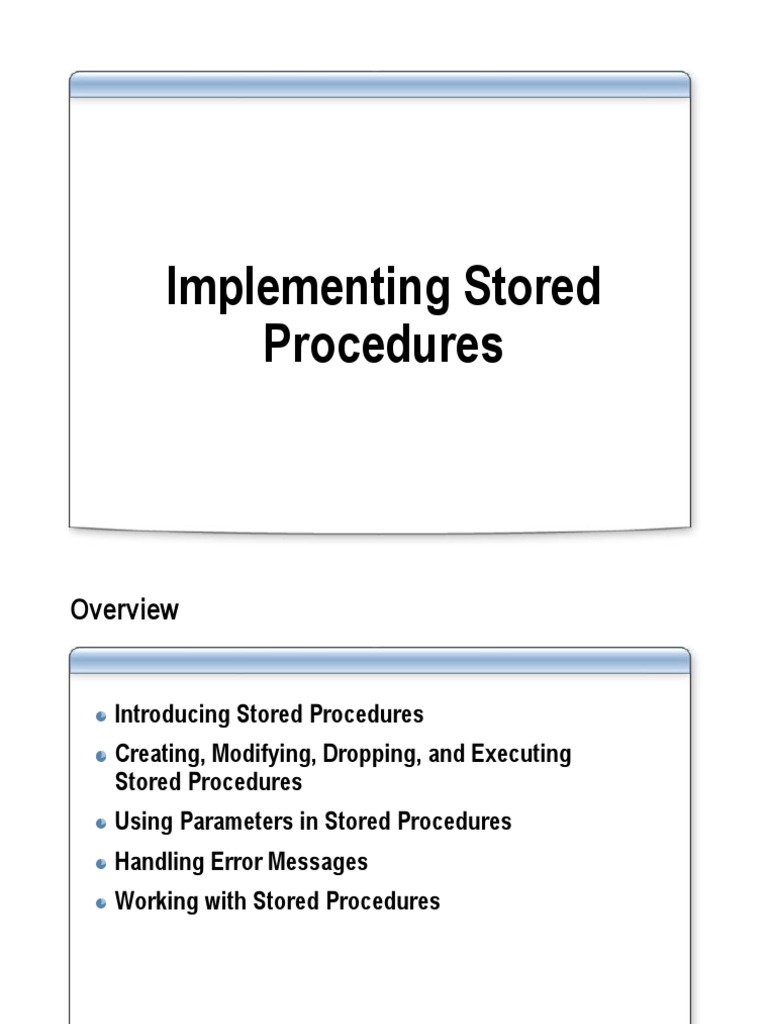 4-Stored Procedures | PDF | Parameter (Computer Programming) | Subroutine