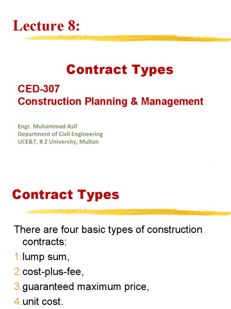 Lec 8 (Contract Types) | PDF | Prices | Profit (Economics)
