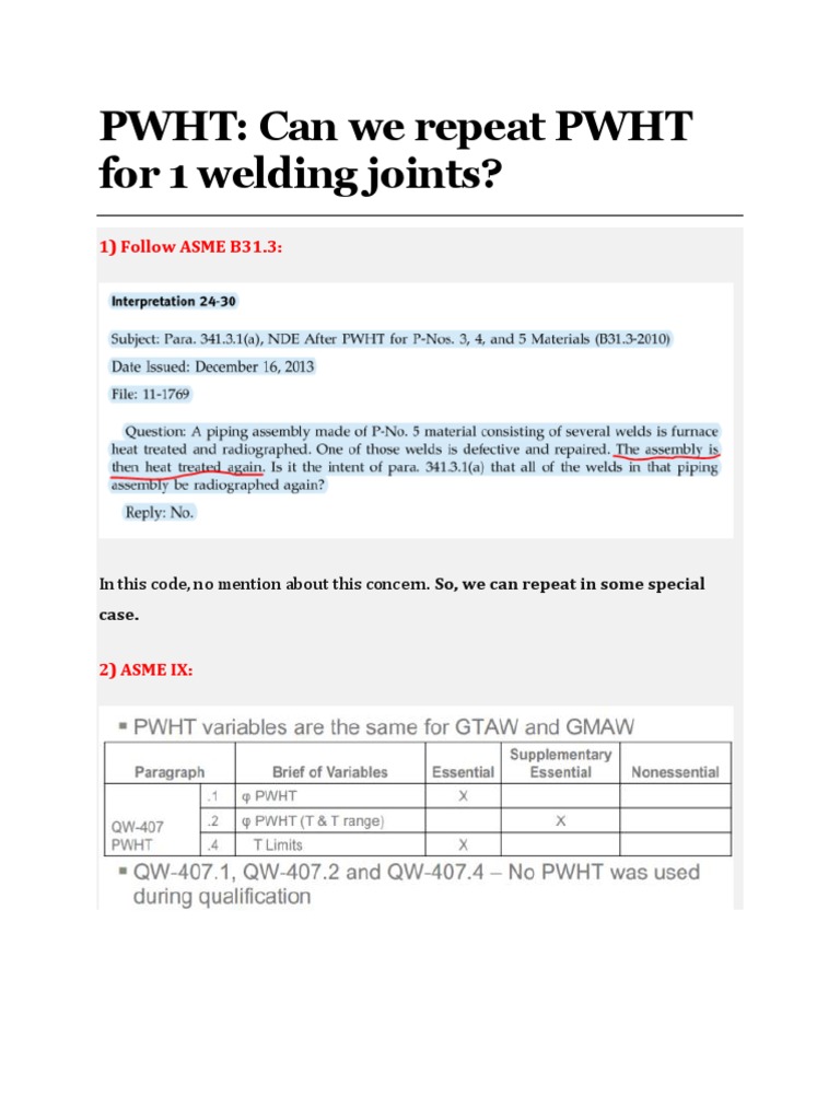 PART 40 PWHT Can We Repeat PWHT For 1 Welding Joints | PDF