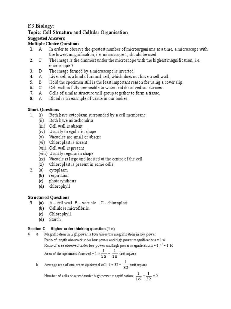 Biology Exam Prep: Cell Structure | PDF | Wellness | Science & Mathematics