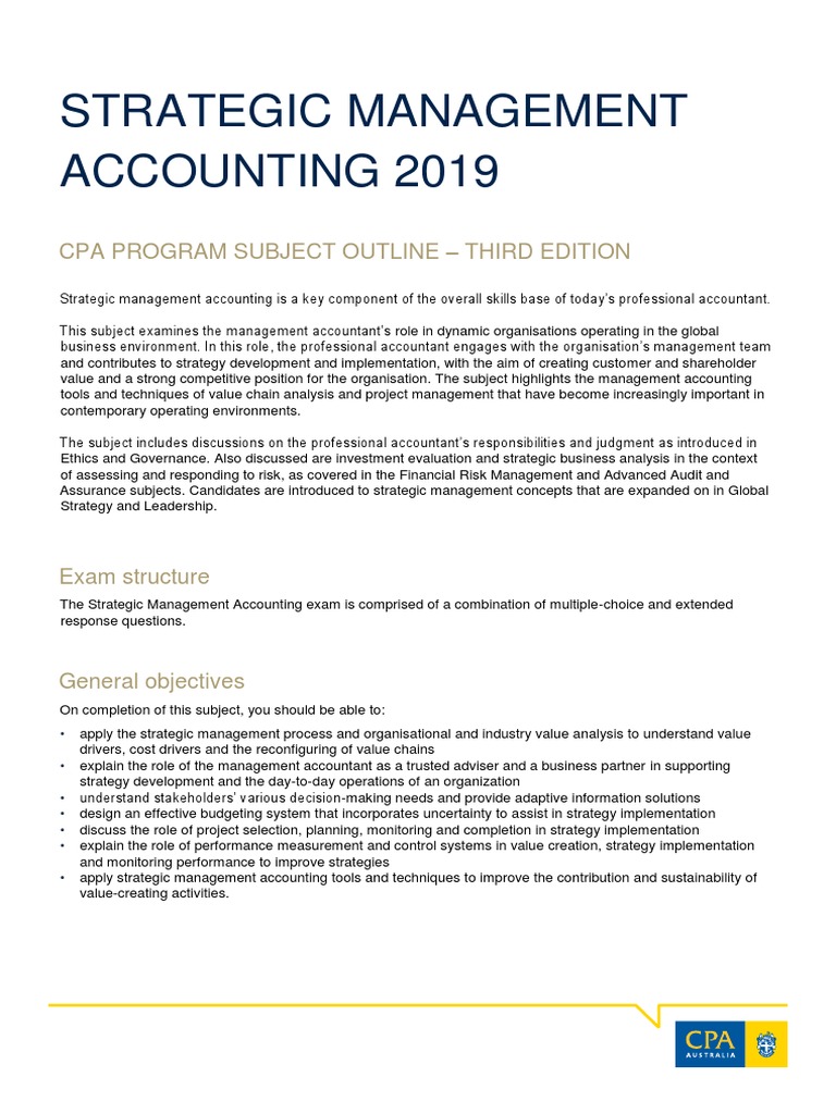 Subject Outline Strategic Management Accounting | PDF | Management ...
