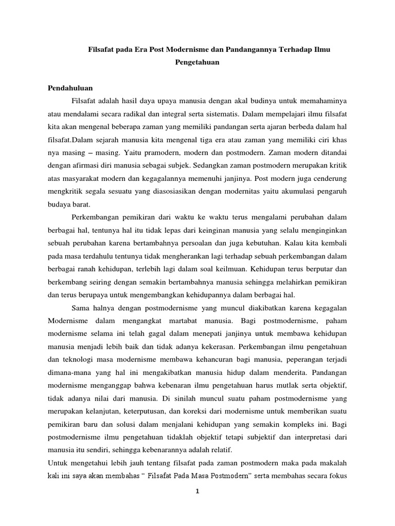 Filsafat Pada Era Post Modernisme | PDF