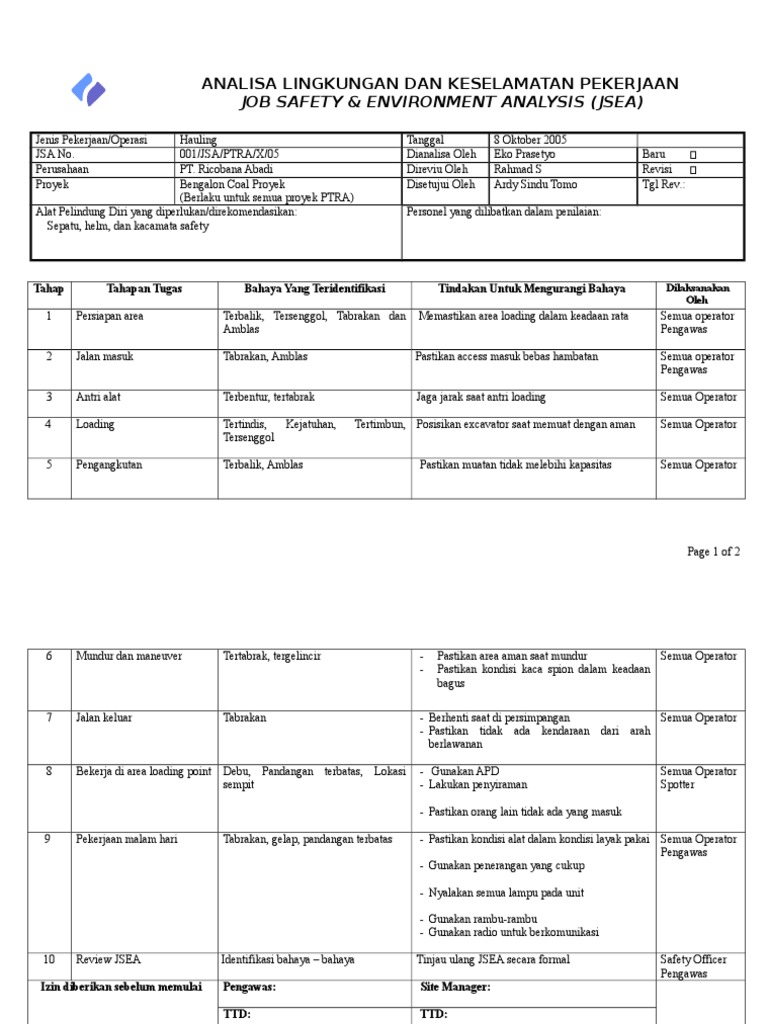 001 JSA Coal Hauling | PDF