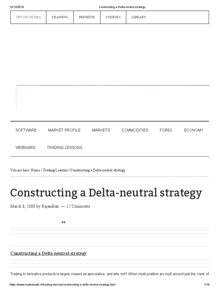 Constructing A Delta-Neutral Strategy | PDF | Greeks (Finance) | Option ...