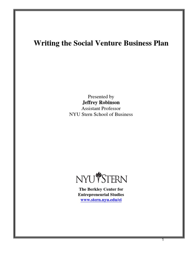 Writing The Social Venture Business Plan | PDF | Entrepreneurship ...