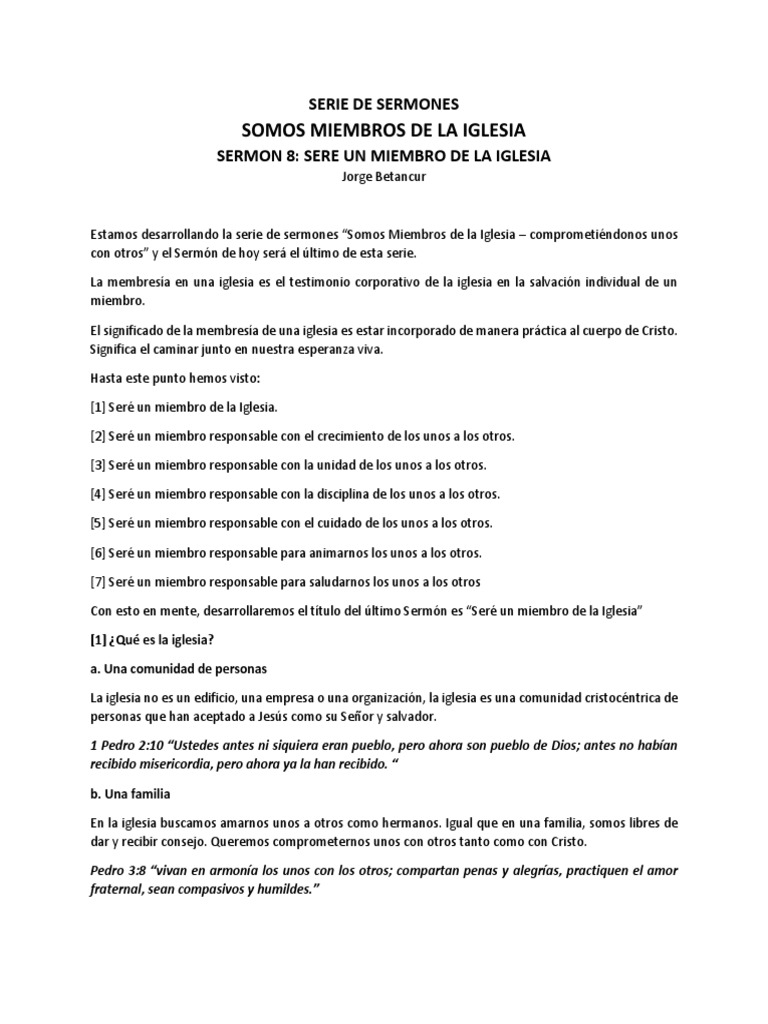 Último Sermón: Seré un Miembro de la Iglesia | PDF | Jesús | Iglesia ...