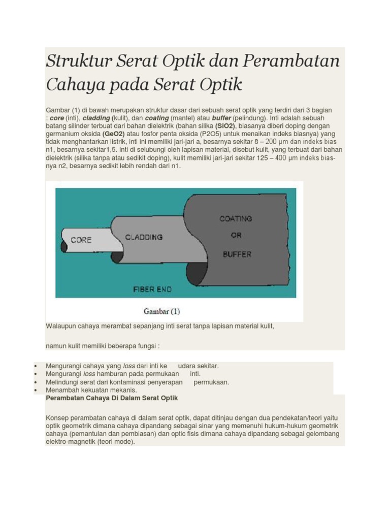Struktur dan Perambatan Serat Optik | PDF | Teknologi & Rekayasa