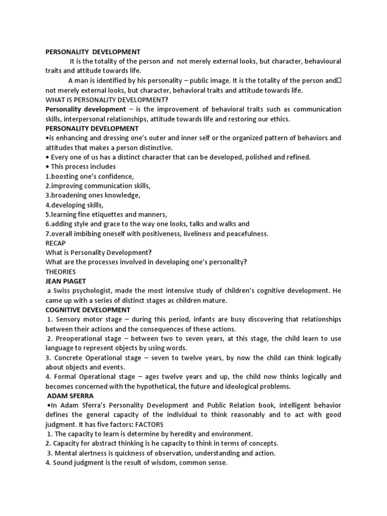 Develop Your Personality in 7 Steps | PDF | Id | Thought