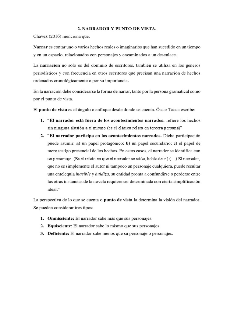 Narrador y Punto de Vista. | PDF