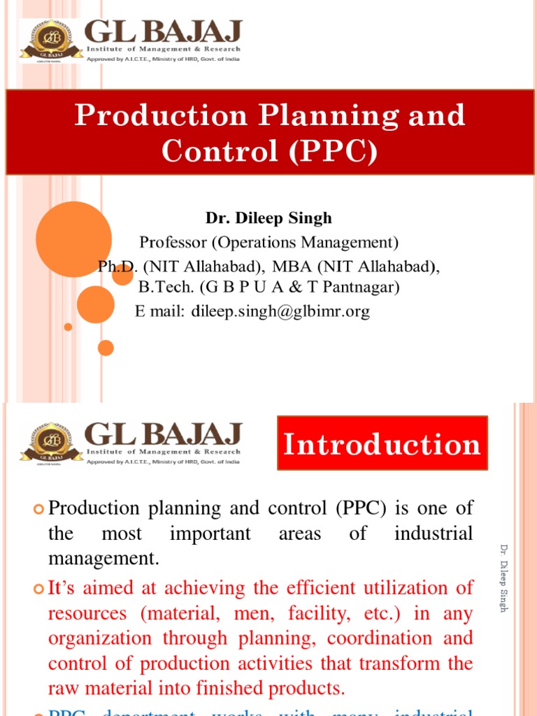 PPC - Unit 1 and Unit 2 | PDF | Operations Management | Production And Manufacturing