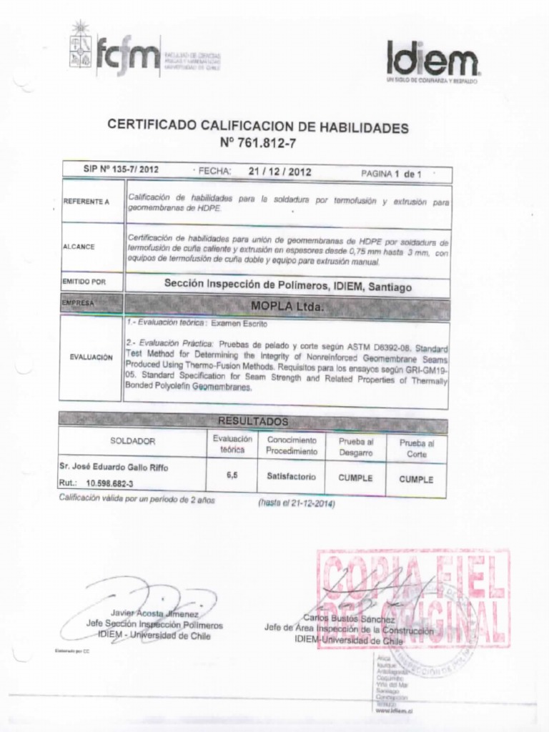 Calificacion Soldadores Canal Variante | PDF