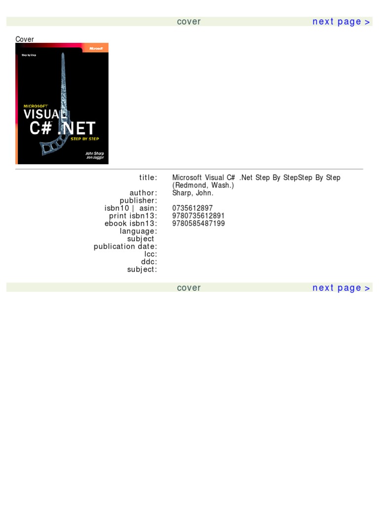 (Step by Step (Microsoft) ) John Sharp, Jon Jagger - Microsoft Visual ...