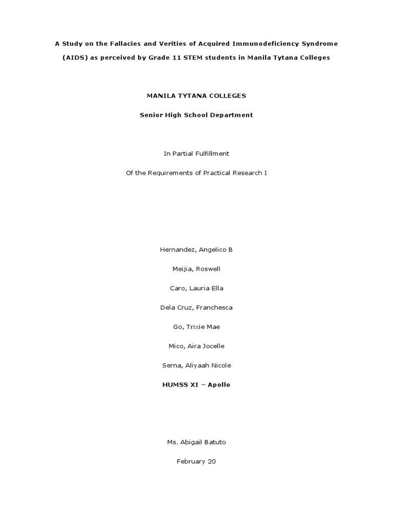 Practical Research Paper | PDF | Hiv/Aids | Knowledge