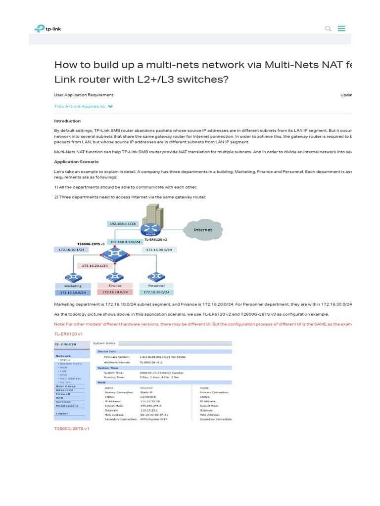 How To Build Up A Multi-Nets Network Via Multi-Nets NAT Feature On TP ...