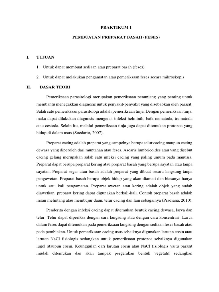 Laporan Pembuatan Preparat Basah | PDF