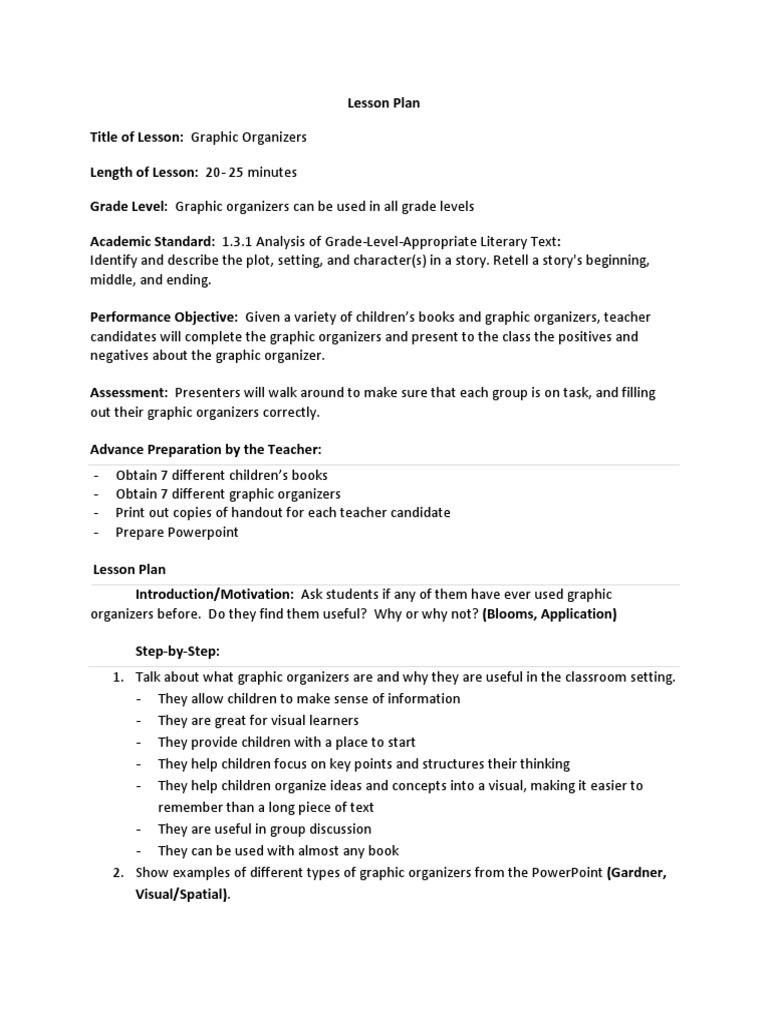 Graphic Organizers Lesson Plan | PDF | Lesson Plan | Teachers