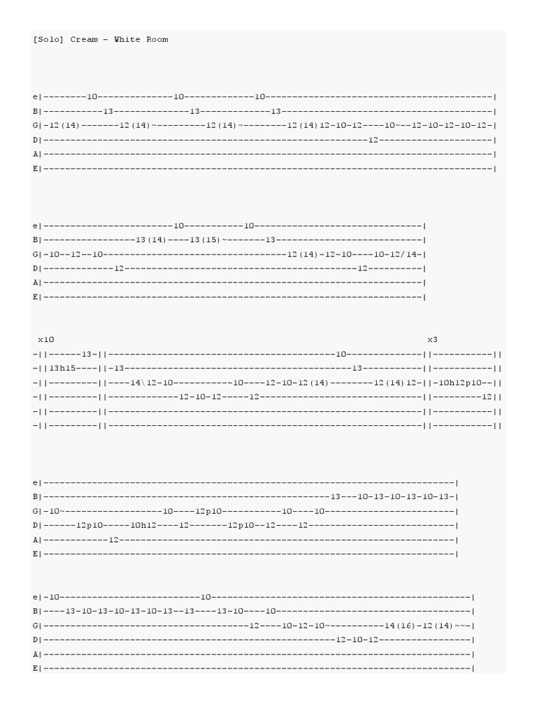 Cream's "White Room" Guitar Solo Tab | PDF