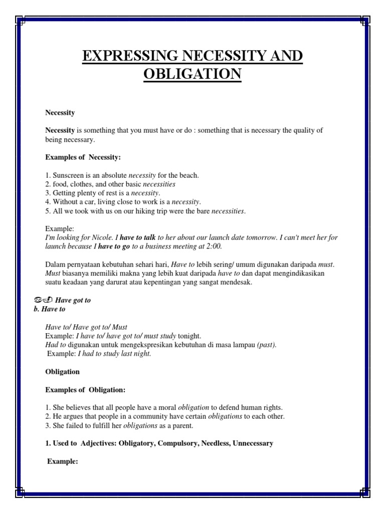 Expressing Necessity and Obligation | PDF | Language Mechanics | Languages