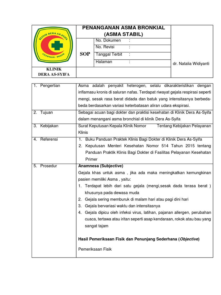 Sop Asma Bronkial | PDF