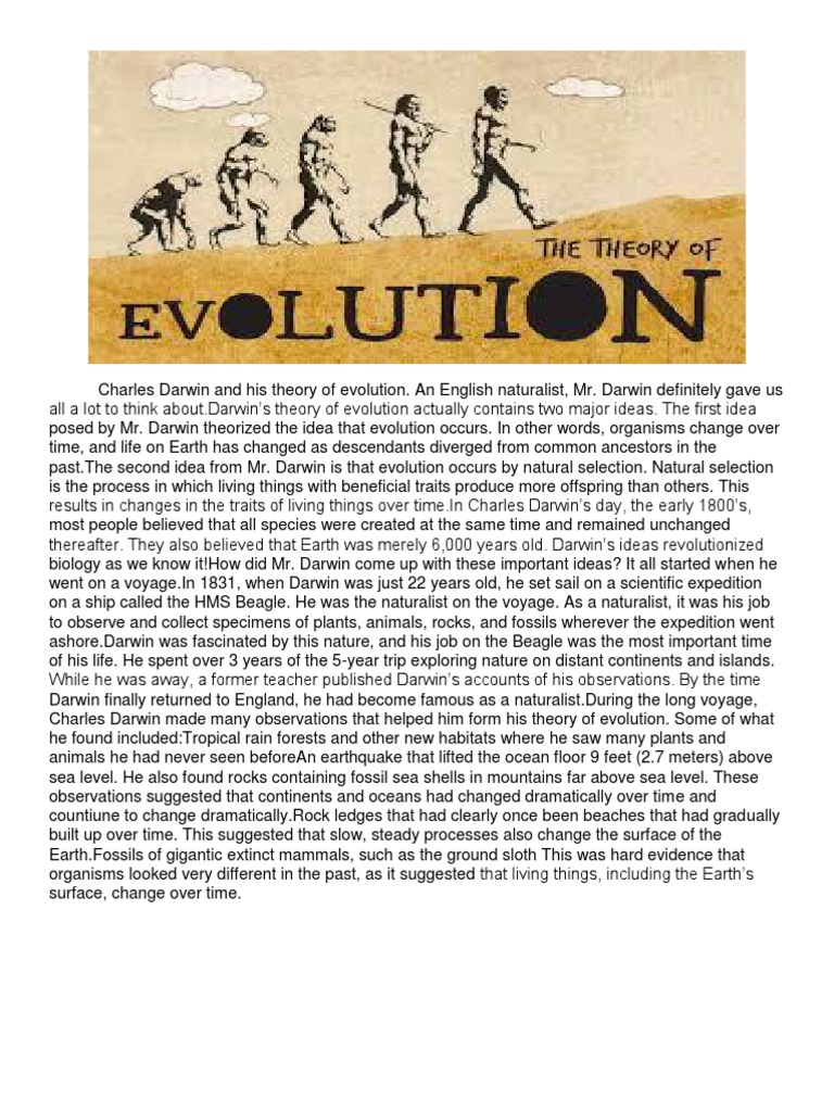 Charles Darwin and His Theory of Evolution | PDF | Charles Darwin ...