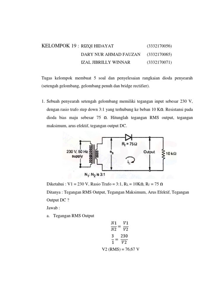Soal dan Penyelesaian Rangkaian Dioda | PDF | Metode & Bahan Ajar