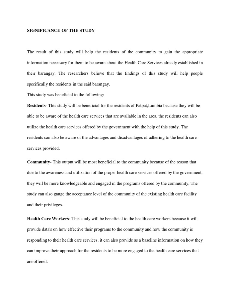 Significance of The Study | PDF