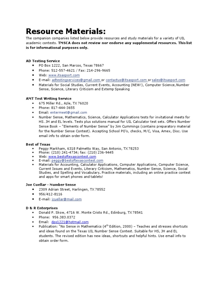 TMSCA Number Sense Resources Guide | PDF | Computing | Computing And ...