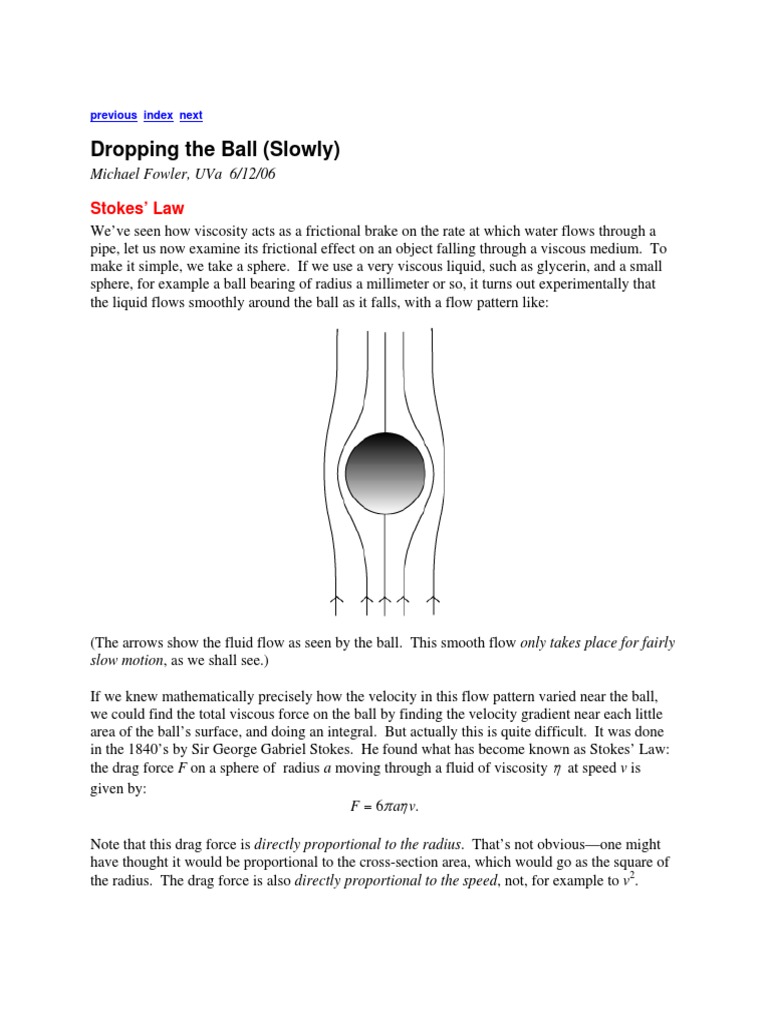 Stokes Law PDF | PDF | Drag (Physics) | Viscosity