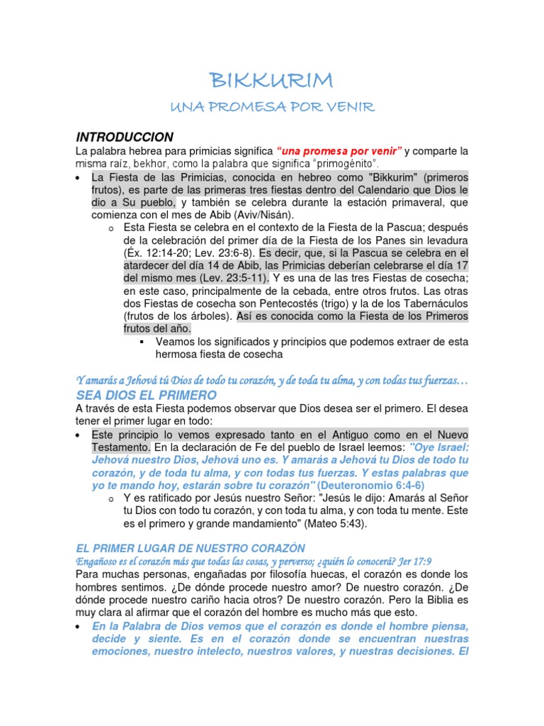 BIKKURIM | PDF | Pascua | Contenido bíblico
