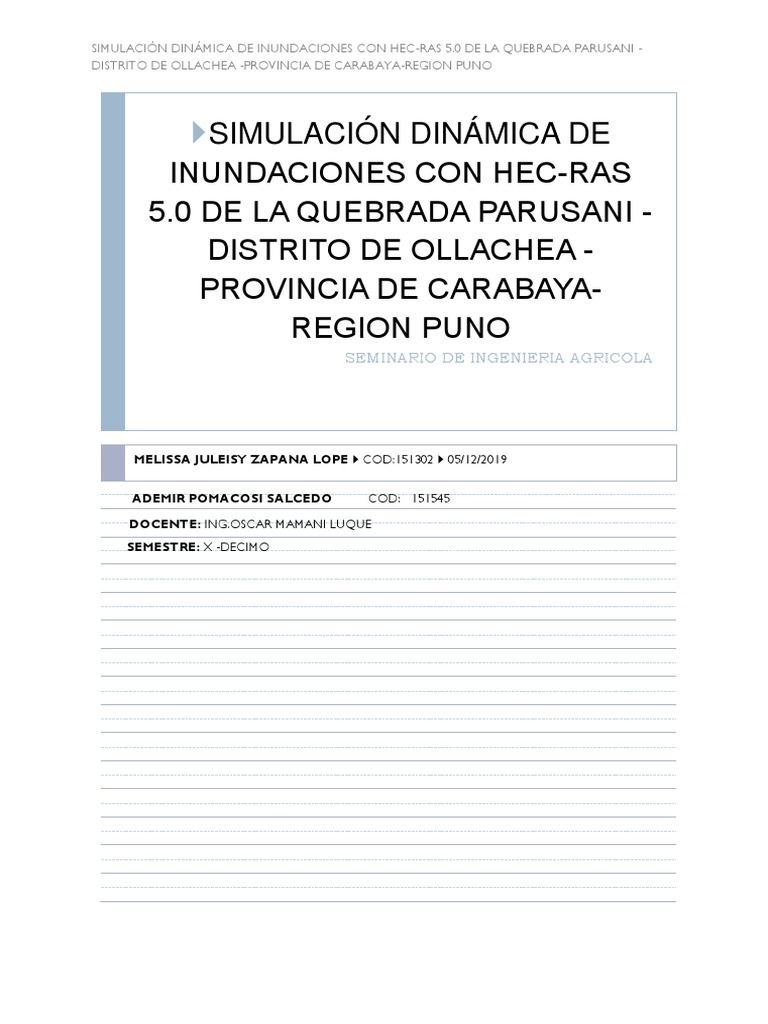 Simulación Dinámica de Inundaciones Con Hec-Ras | PDF | Simulación | Río
