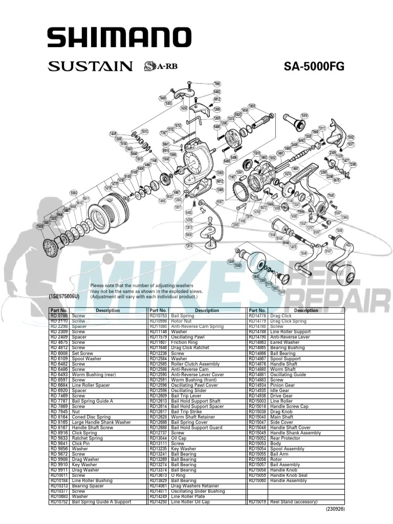 Shimano Sustain SA5000FG Schematic | PDF | Mechanical Engineering ...
