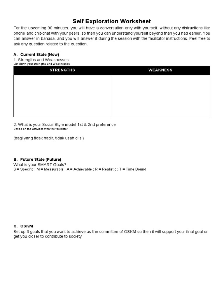 Worksheet Self Exploration 2 | PDF | Social Science