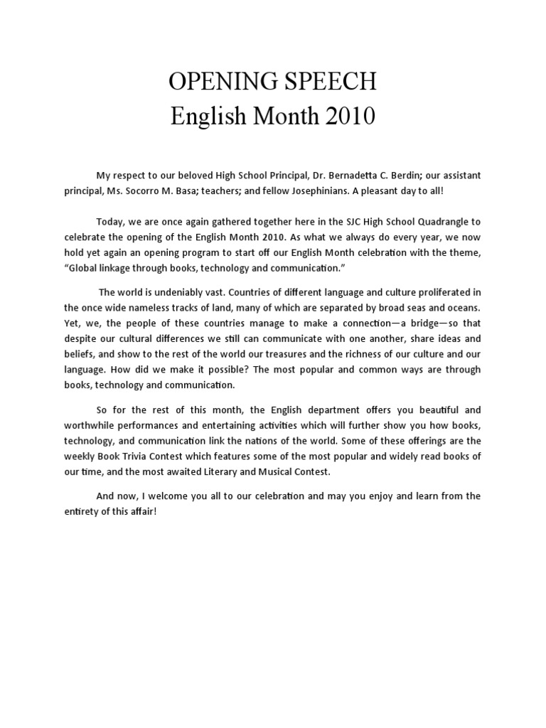 Opening Speech Eng Month 2010 | PDF
