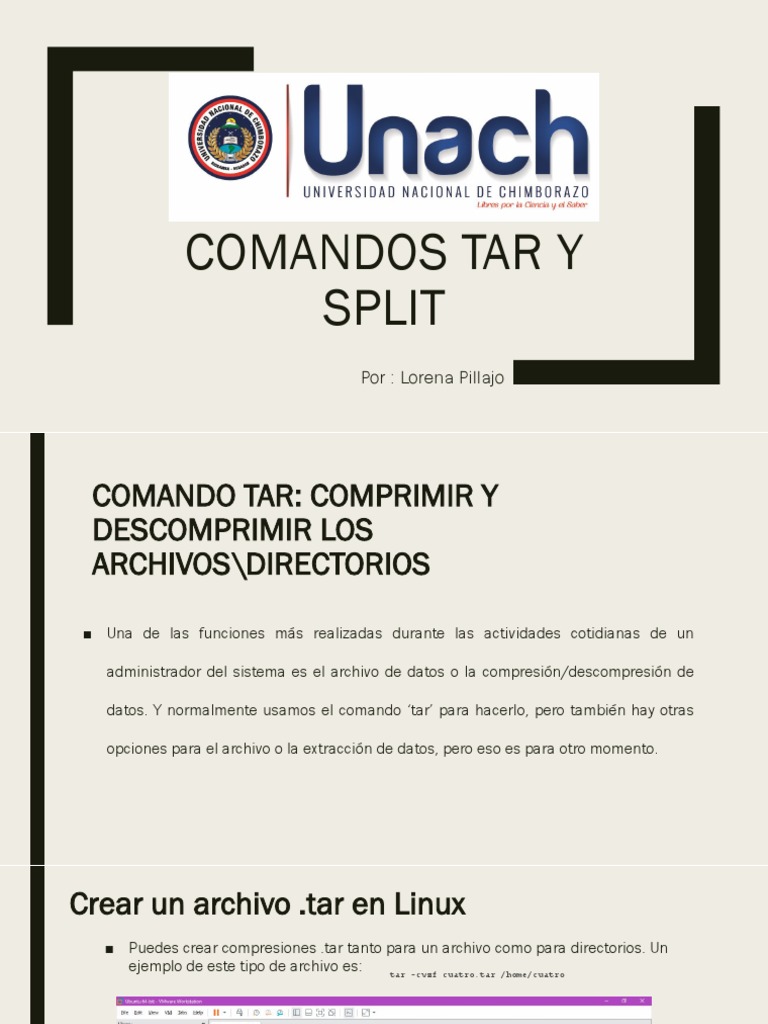 Comandos Tar y Split en Linux | PDF