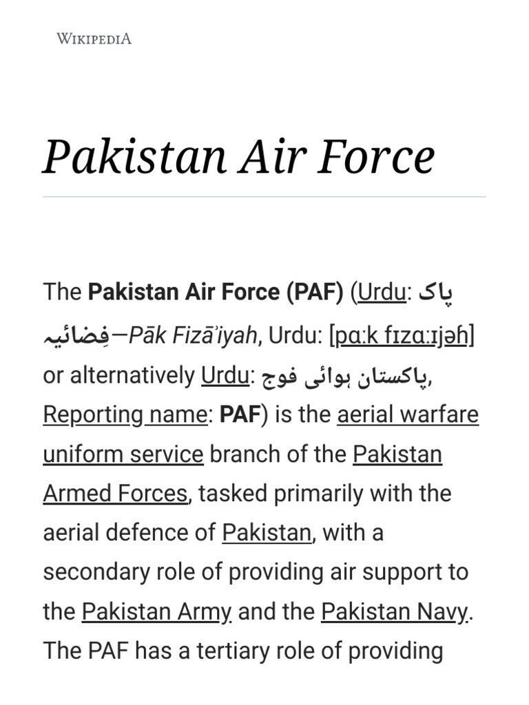 Overview of the Pakistan Air Force | PDF | General Dynamics F 16 ...
