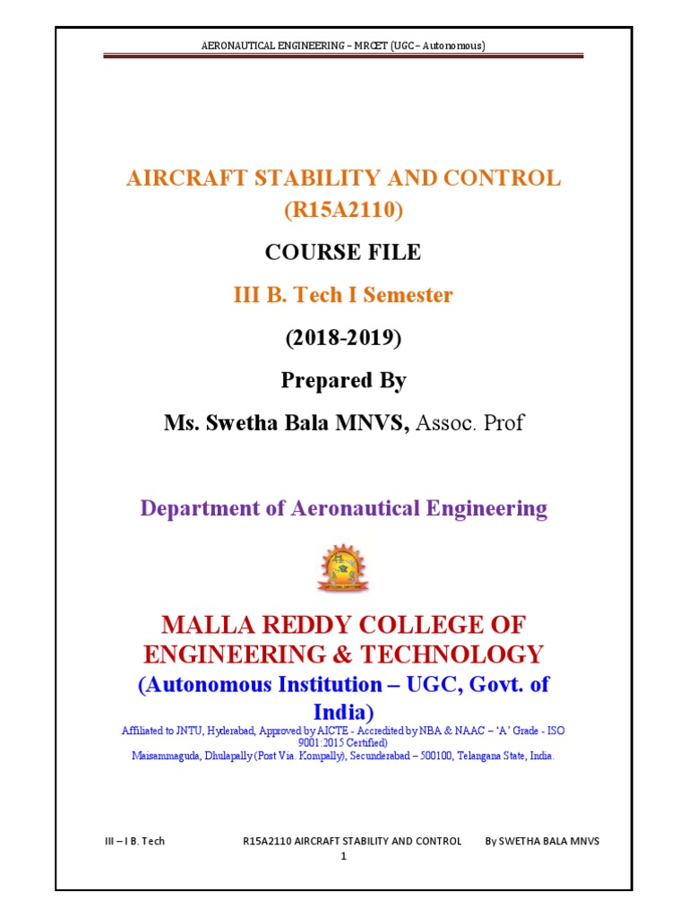 Asc Notes PDF | PDF | Flight Dynamics (Fixed Wing Aircraft) | Stability ...