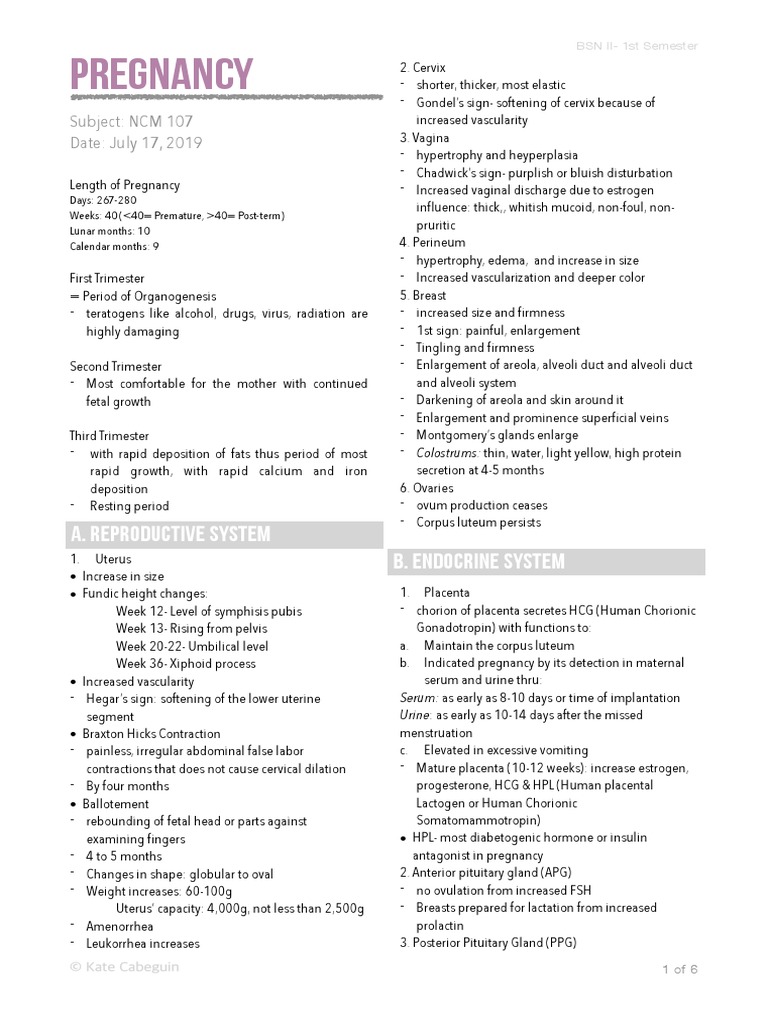 Concept of Pregnancy Final NCM 107 07172019 | PDF | Fetus | Pregnancy