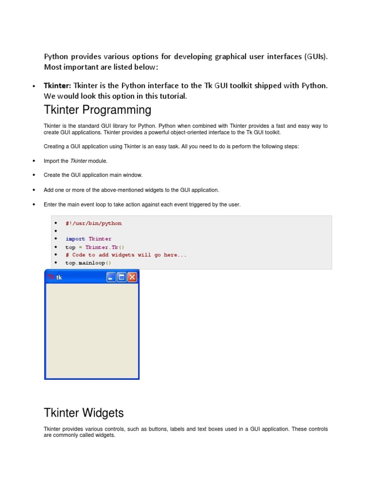 Python Gui | PDF | Widget (Gui) | Graphical User Interfaces