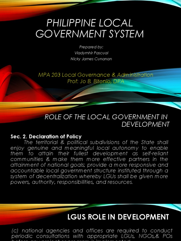 Philippine Local Government Roles | PDF | Local Government | Non ...