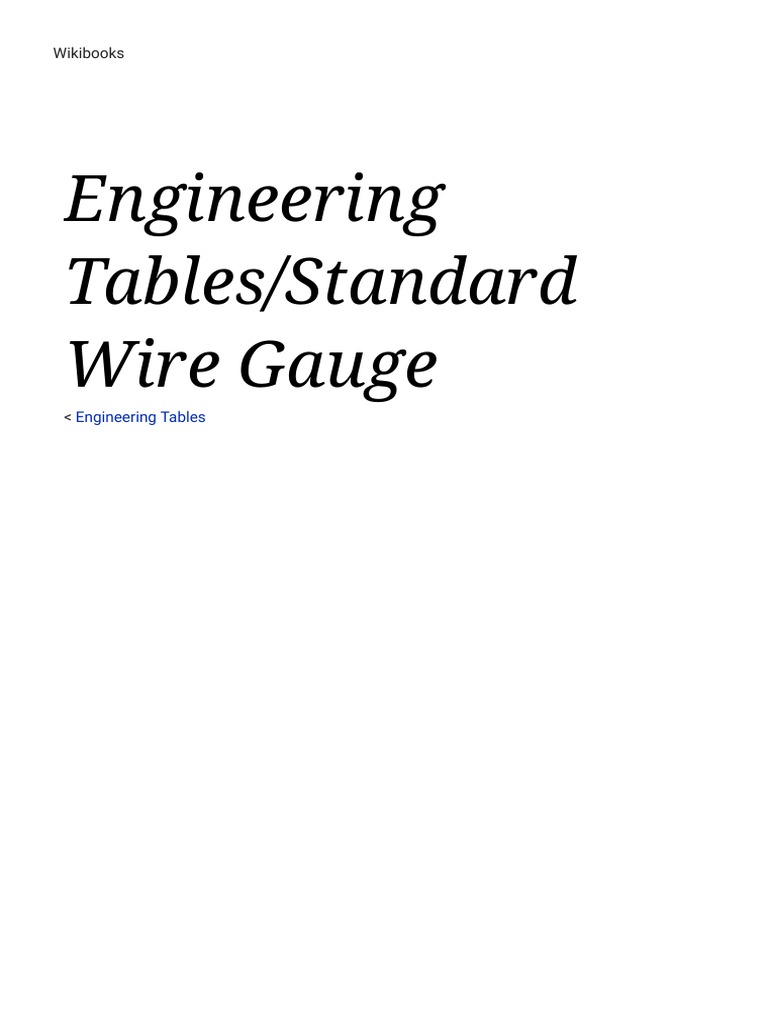 Standard Wire Gauge Engineering Table | PDF | Quantity | Electromagnetism