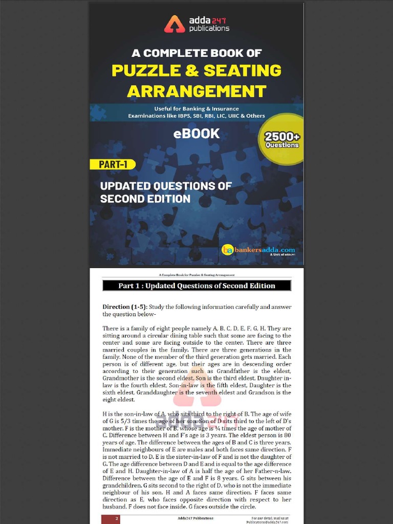 Puzzle & Seating Arrangement 2nd Edition | PDF