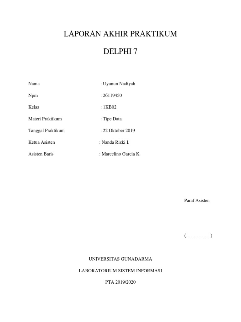 Praktikum Delphi 7: Tipe Data & Perulangan IF | PDF | Komputer