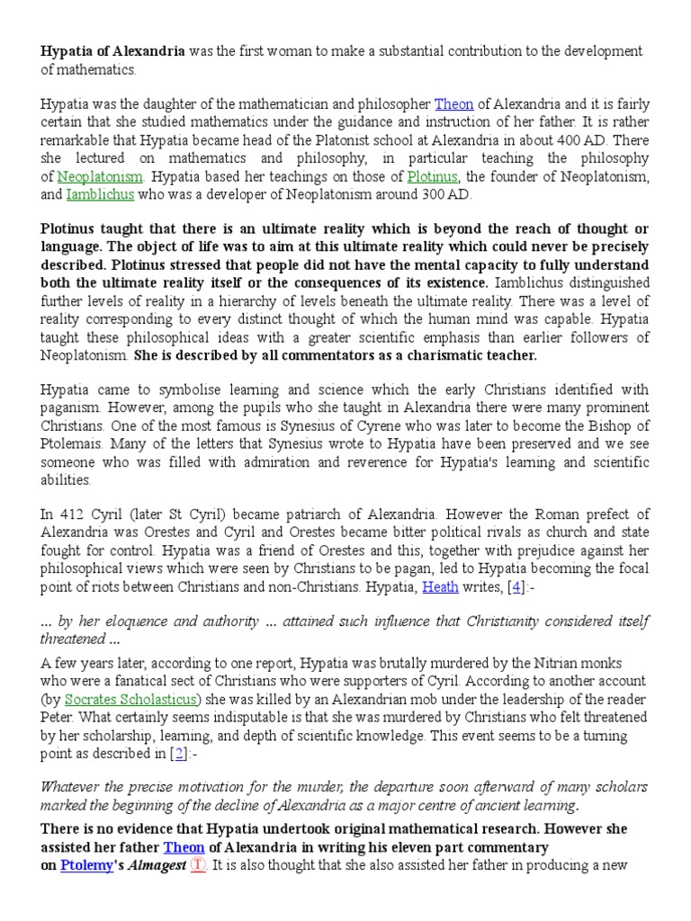 Hypatia of Alexandria | PDF | Neoplatonism | Science