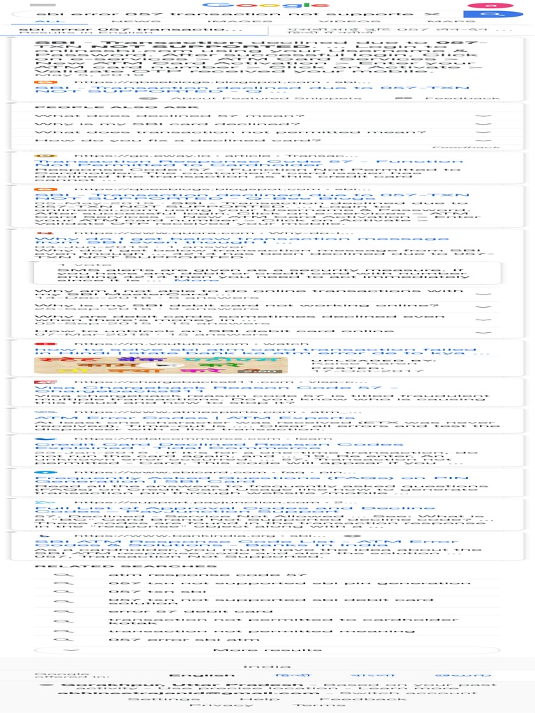 Sbi Error 057 Transaction Not Supported - Google Search | PDF | Debit ...