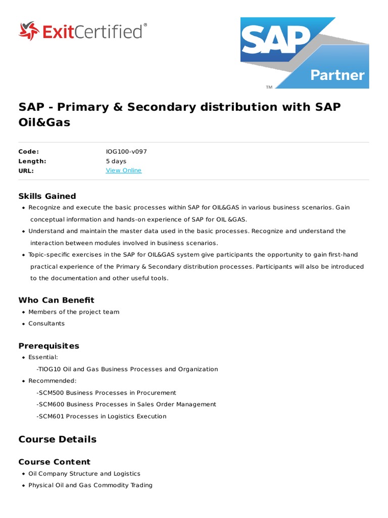 Primary and Secondary Distribution With Sap Oil and Gas | PDF
